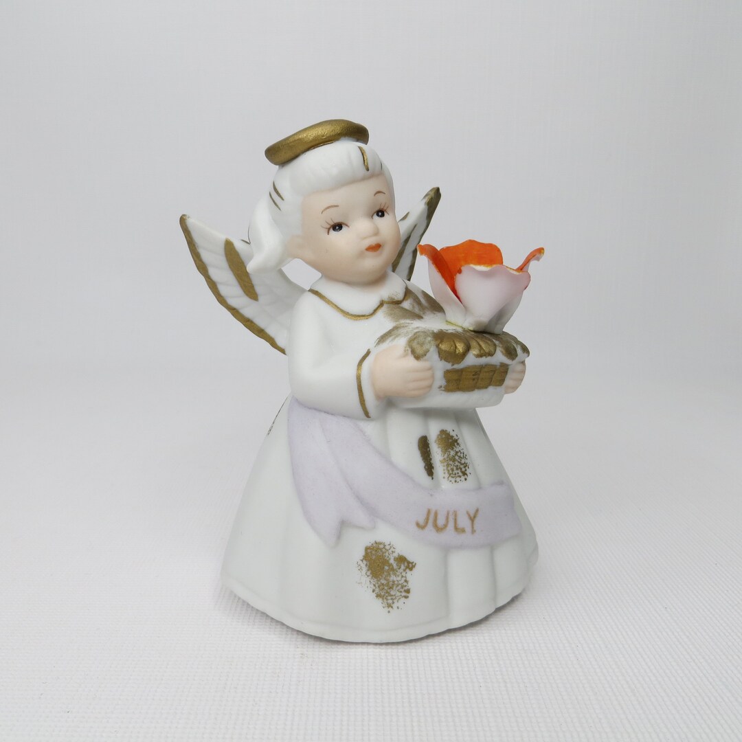 Vintage Geo Lefton July Birthday Month Angel Figurine With Orange ...