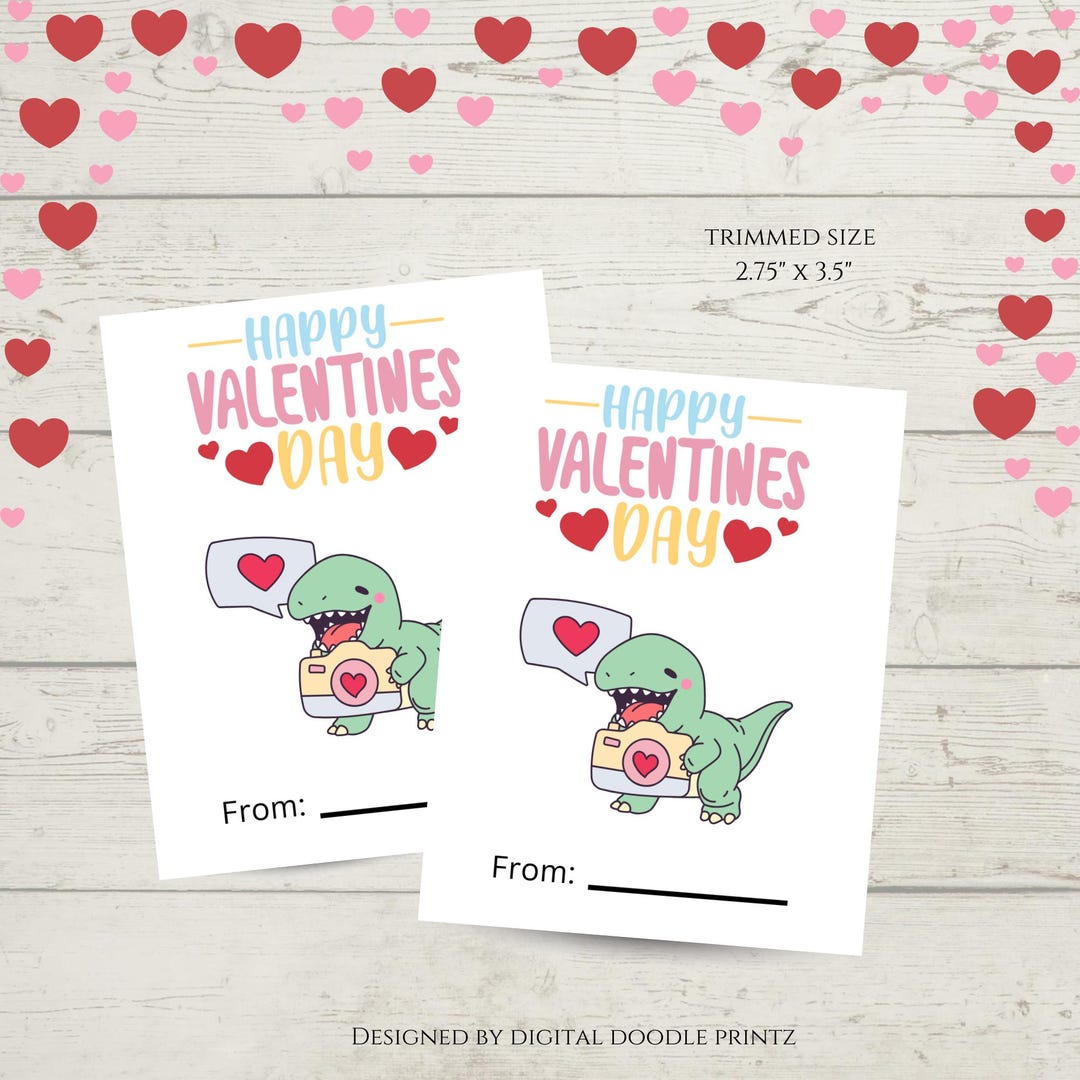 Printable Dino Valentine’s Day Cards, Classroom Valentine’s Day Cards ...