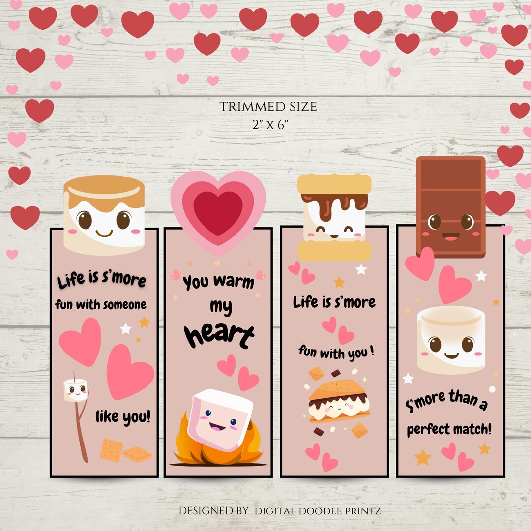 Printable Valentine’s Day Bookmarks, Smore's Valentine's, Classroom ...