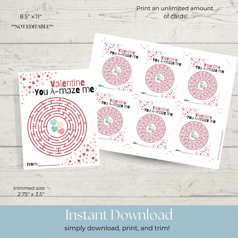 Printable Maze Valentine’s Day Cards, Classroom Valentine’s Day Cards ...