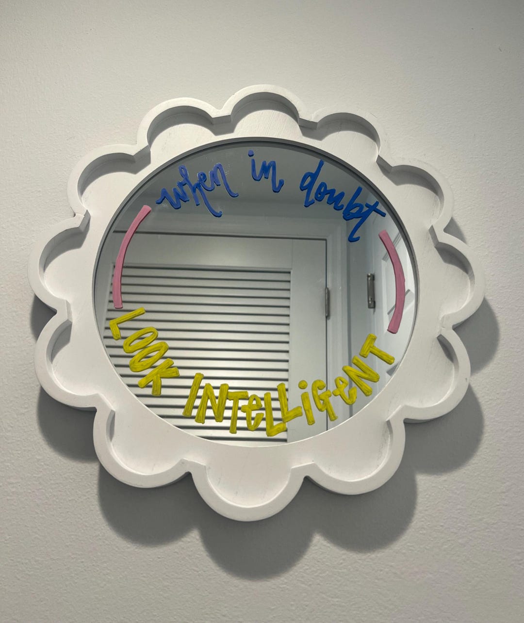 Scalloped White Mirror With Funny Hand-painted Quote – "when in Doubt ...