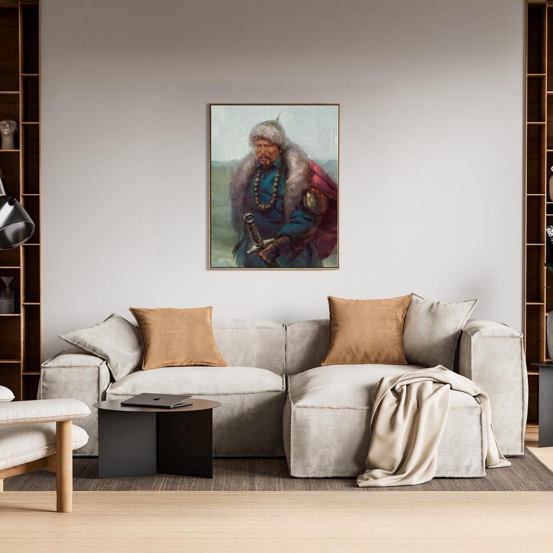 Genghis Khan Mongol Army Commander Oil Painting Decorative Canvas Print ...