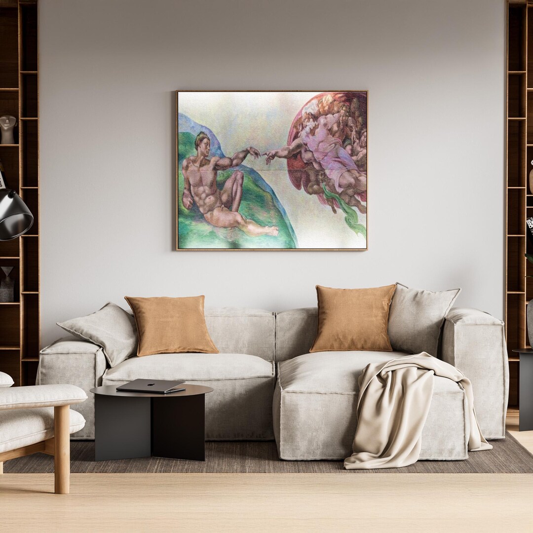 Creation of Adam With Outstretched Hands Canvas Painting, Adam's Hand ...