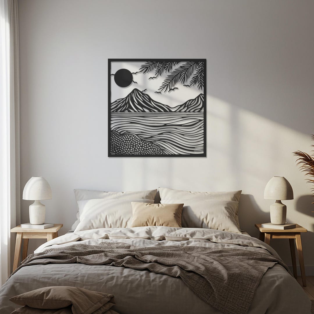 Beach Scene Metal Art, Ocean Waves Wall Decor, Tropical Scenery Hanging ...
