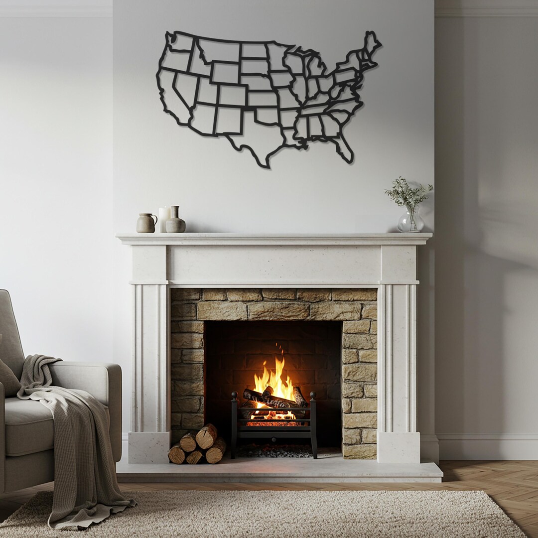 Metal USA Map Wall Art: Modern Minimalist United States Decor - Etsy