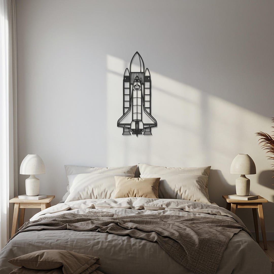 Space Rocket Wall Art, Modern Metal Rocket Decor, Space Shuttle Wall ...