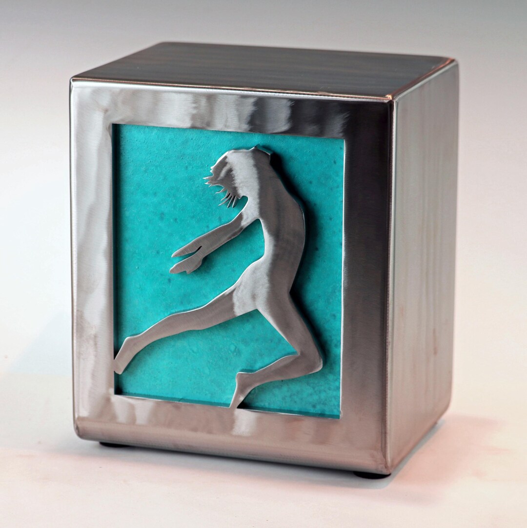 The Leap - Handmade Metal Cremation Urn for Niche, Burial, Home or ...