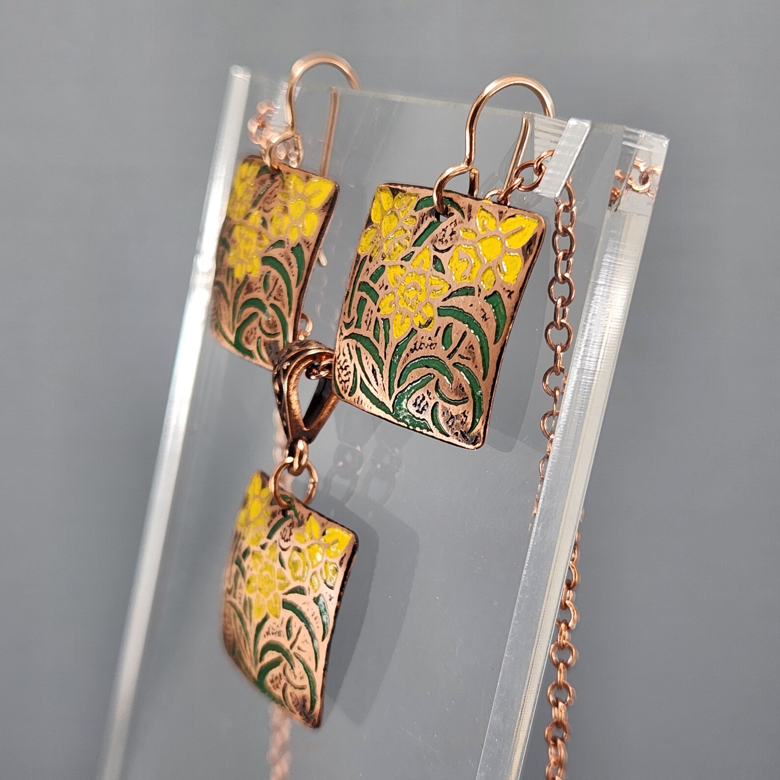 Daffodil Necklace Daffodil Earrings Daffodil Set Celtic Daffodil ...