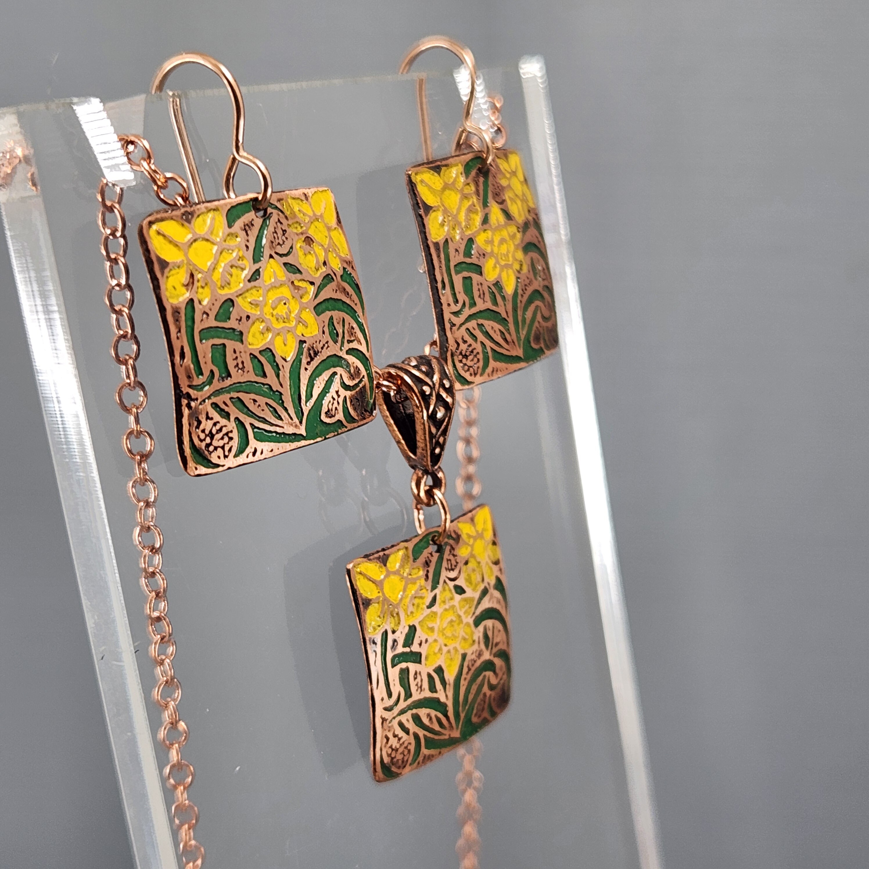 Daffodil Necklace Daffodil Earrings Daffodil Set Celtic Daffodil ...