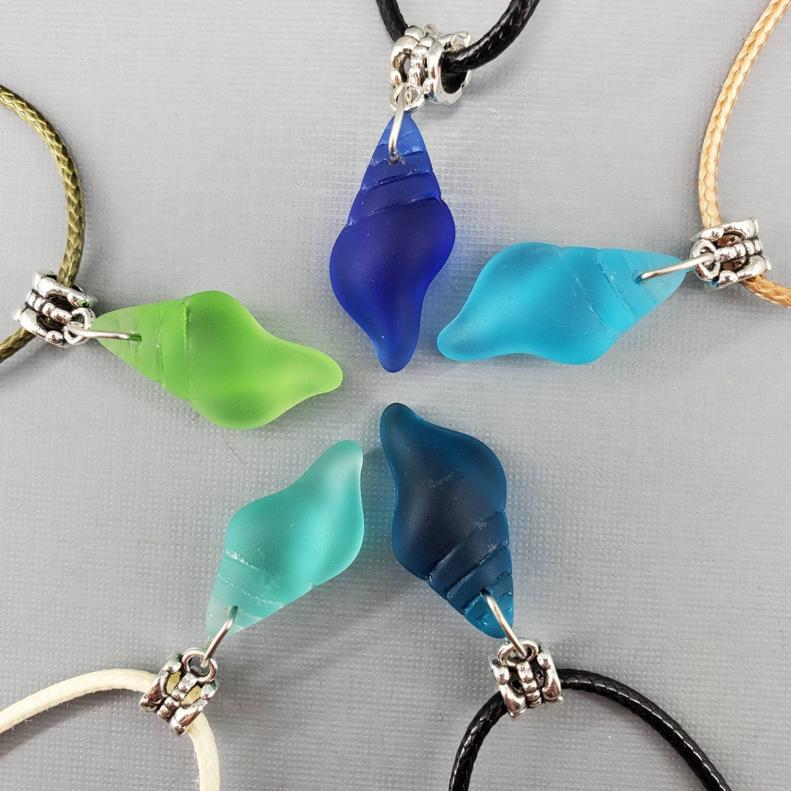 Conch Shell Necklace Beach Glass Shell Necklace Carved Shell - Etsy