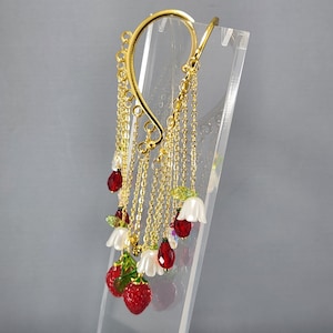 Ear Cuffs Ear Wrap Strawberry Dangle Ear Cuffs Gold Ear Wrap Cuff No ...