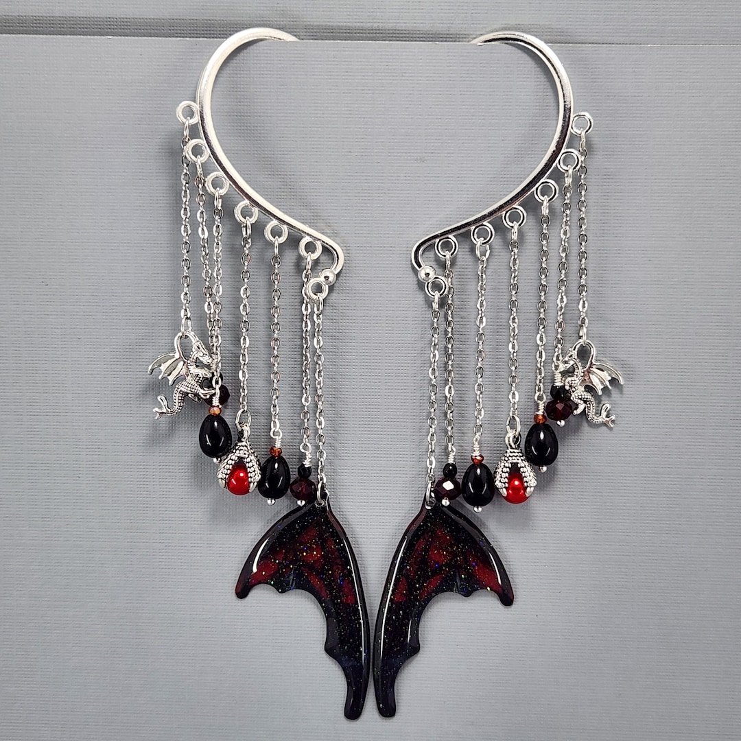 Ear Cuff Ear Wrap Dragon Wings Long Dangle Ear Cuff Dragon Ear Wraps ...