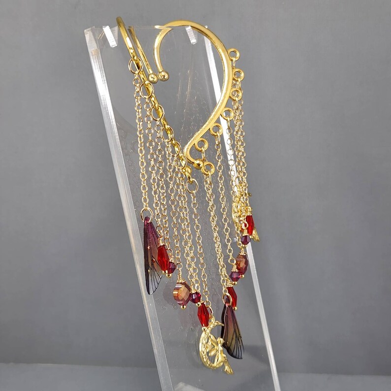 Ear Cuffs Ear Wraps Dangle Ear Wrap Gold Fairy Ear Wrap Red - Etsy