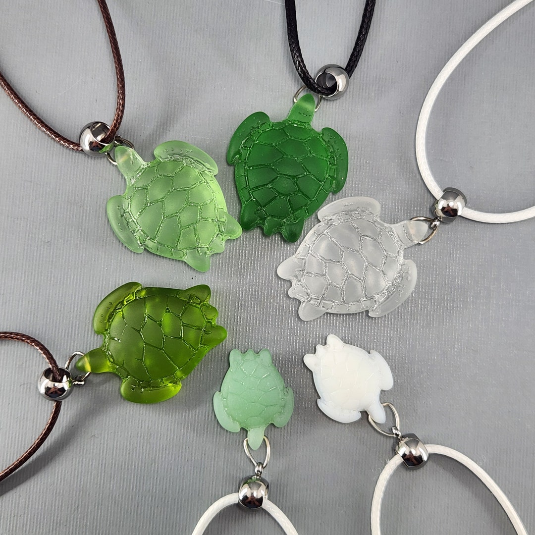 Sea Turtle Necklace Beach Glass Turtle Necklace Carved Turtle Necklace ...