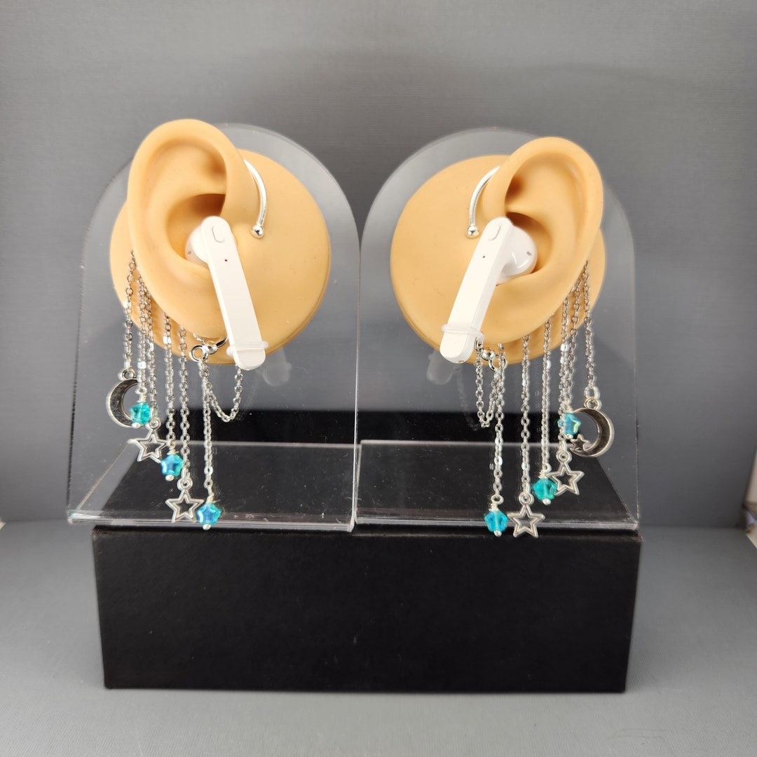 Ear Buds Holder Ear Cuffs Ear Wrap Dangle Ear Cuff Moon and Stars Ear ...