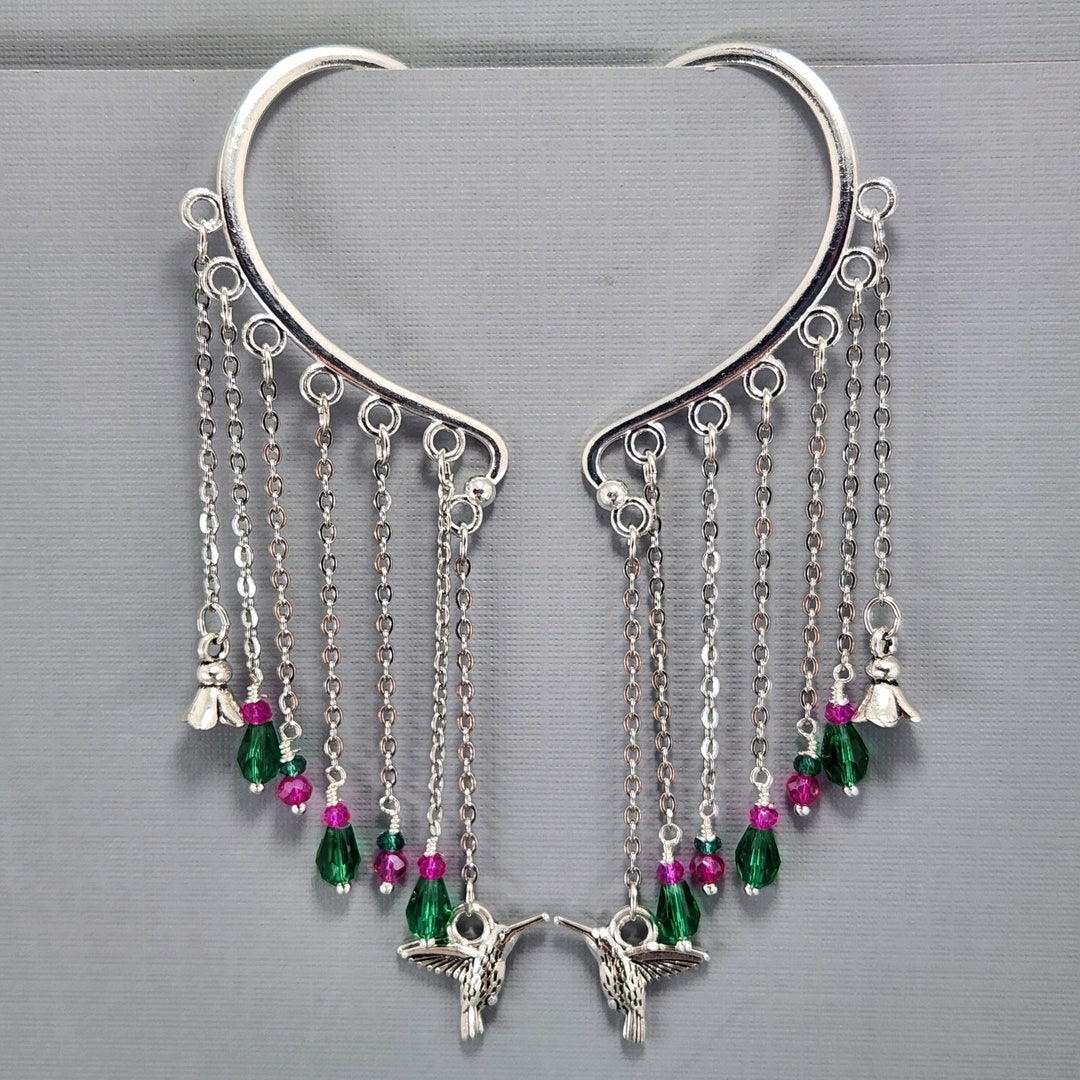 Ear Cuffs Ear Wrap Dangle Ear Cuffs Silver Hummingbird Ear Wrap Cuffs ...