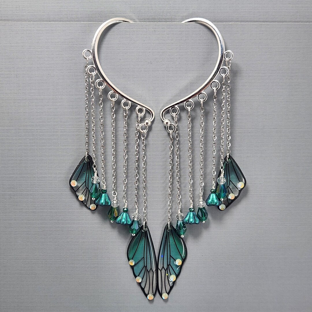 Ear Cuffs Ear Wraps Fairy Wing Ear Cuff Dragonfly Wings Long Dangle Ear ...