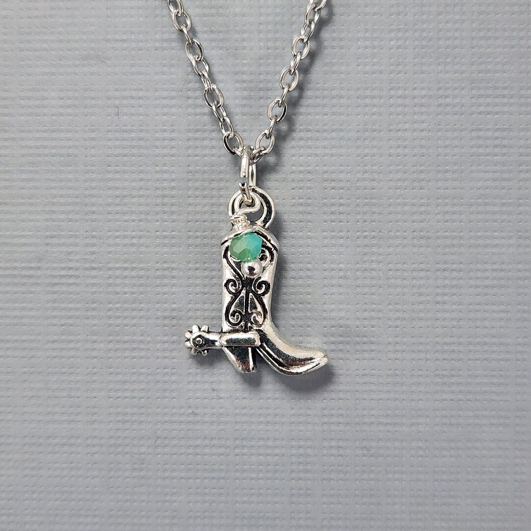 Cowboy Boot Necklace Boot Charm Necklace Dainty Necklace Silver Cowgirl ...