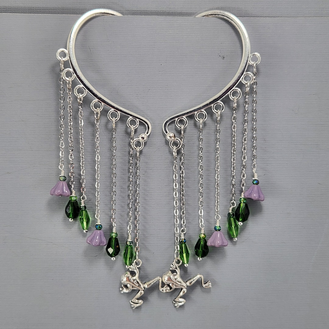 Silver Frog Ear Cuffs Toad Ear Wrap No Piercing Earrings Pair or Single ...