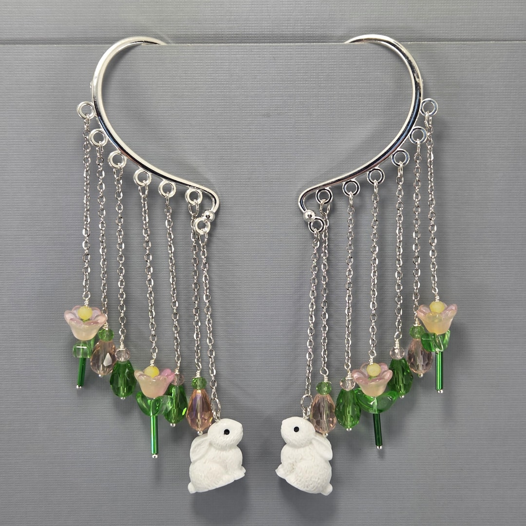 Ear Cuffs Ear Wraps White Rabbit Ear Cuff Bunny Rabbit Ear Wrap No ...