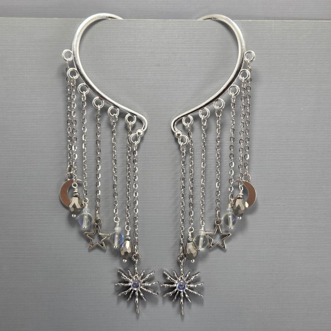 Sun Ear Cuffs Silver Sun Burst Ear Wrap Celestial Ear Cuffs No Piercing ...