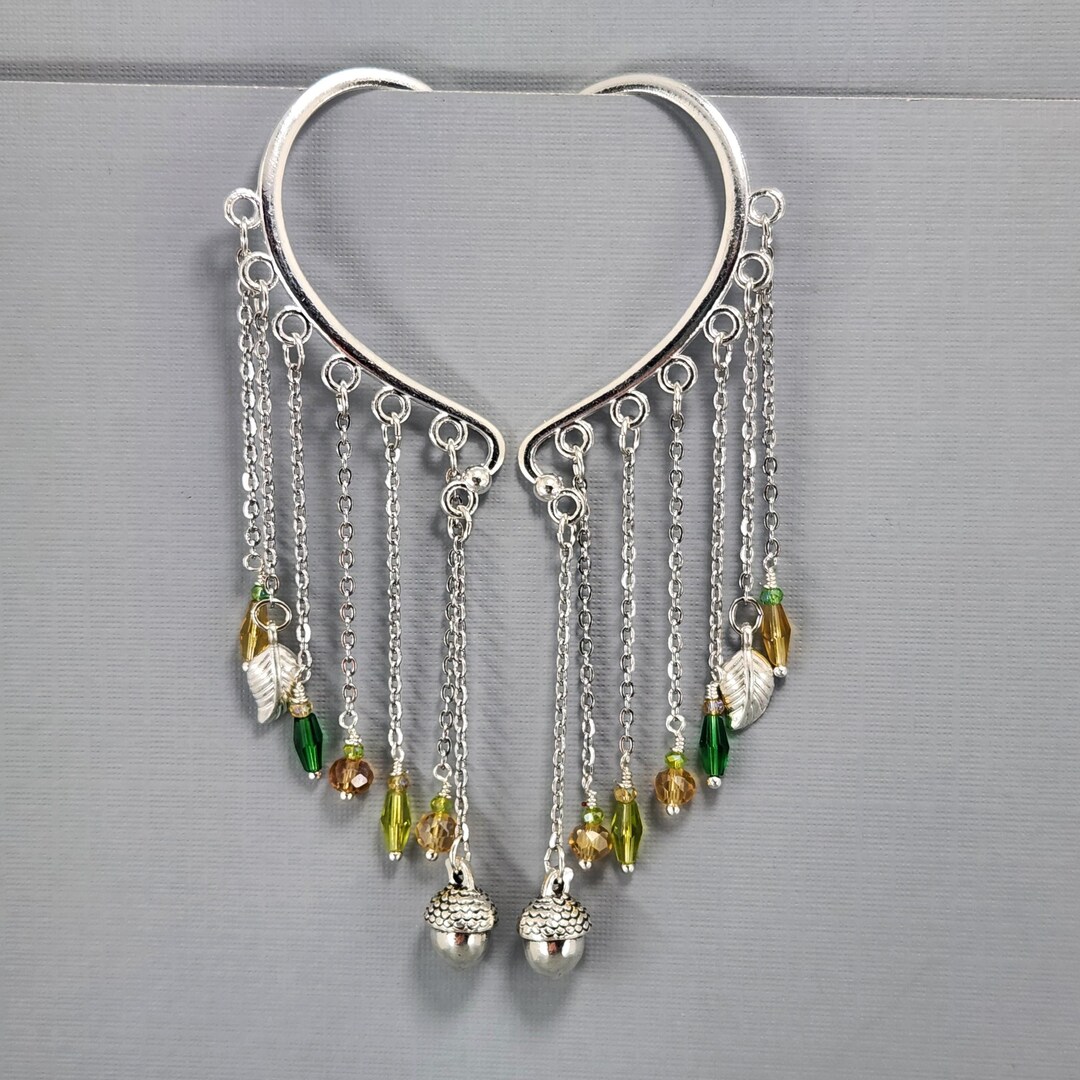 Silver Acorn Ear Cuffs Fall Colors Thanksgiving Ear Wrap No Piercing ...