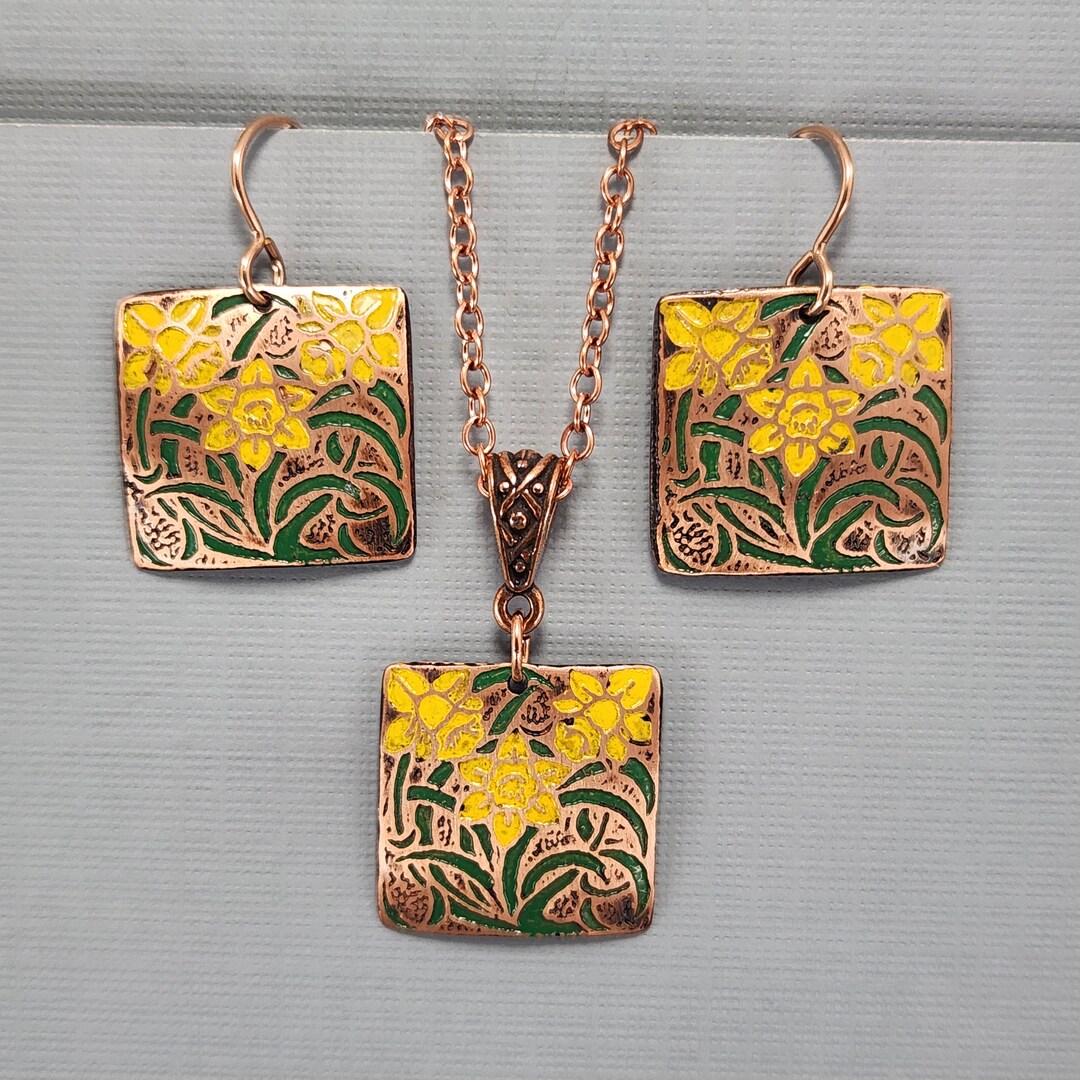 Daffodil Necklace Daffodil Earrings Daffodil Set Celtic Daffodil ...