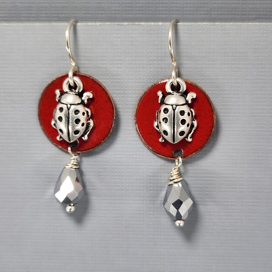 Lucky Ladybug Earrings Red Lady Bug Earrings Minimalist Earrings ...