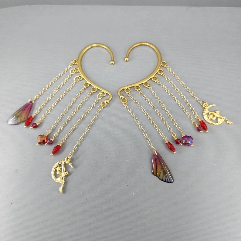 Ear Cuffs Ear Wraps Dangle Ear Wrap Gold Fairy Ear Wrap Red - Etsy