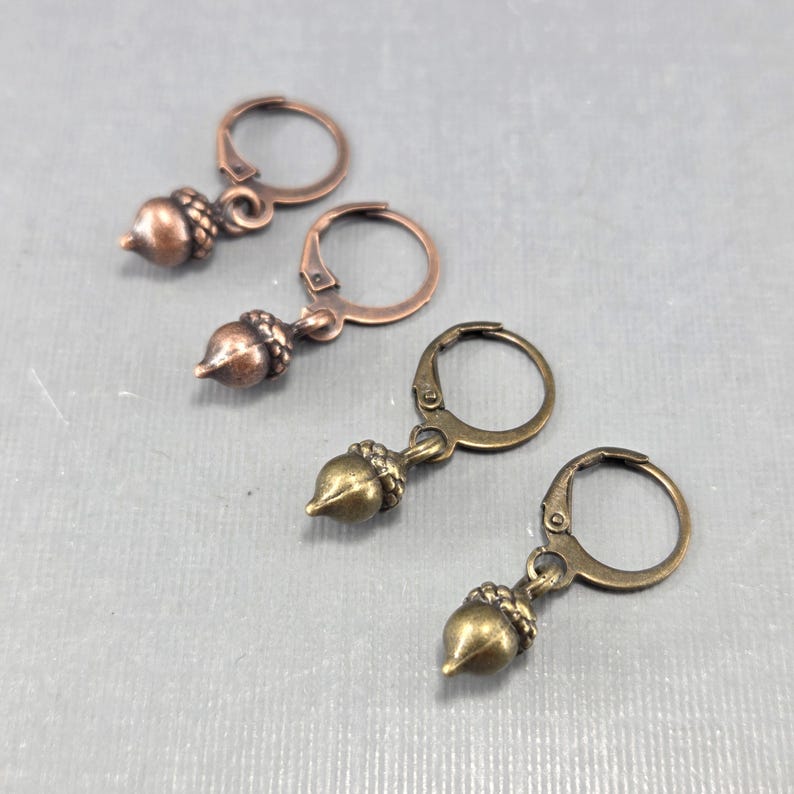 Autumn Acorn Lever Back Huggie Hoop Earrings: You Choose Antiqued ...