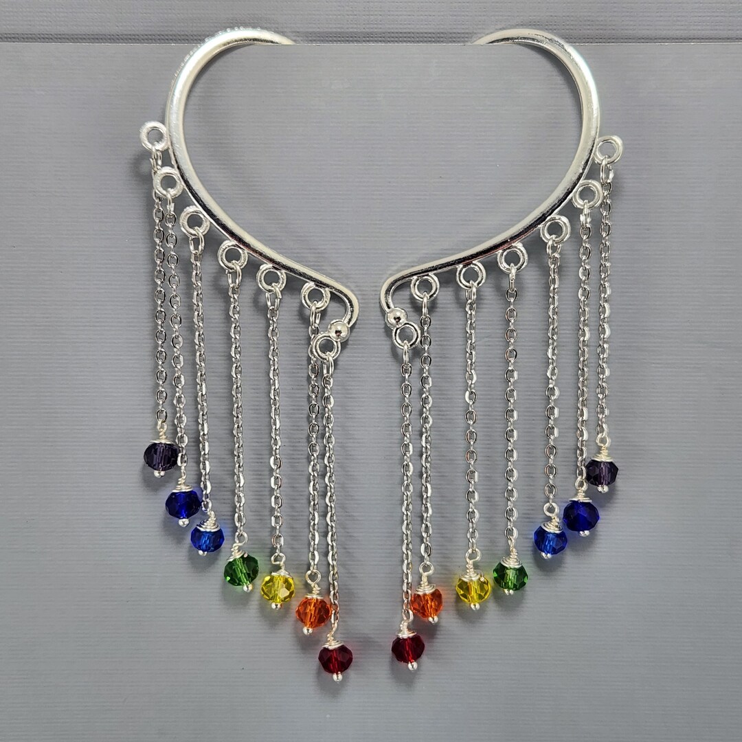 Ear Cuffs Ear Wraps Dangle Ear Cuff Rainbow Ear Cuffs Chakra - Etsy UK