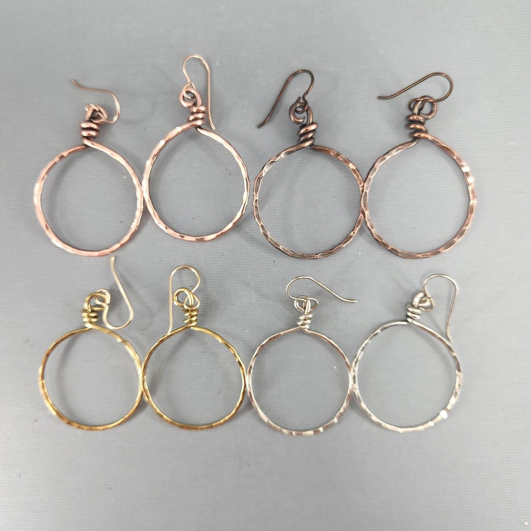 1 1/8" Hammer Texture Hoops Rustic Hoop Earrings Small Hoop Earrings ...