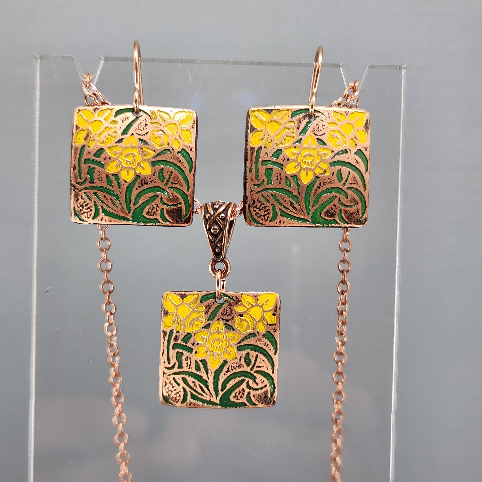 Daffodil Necklace Daffodil Earrings Daffodil Set Celtic Daffodil ...