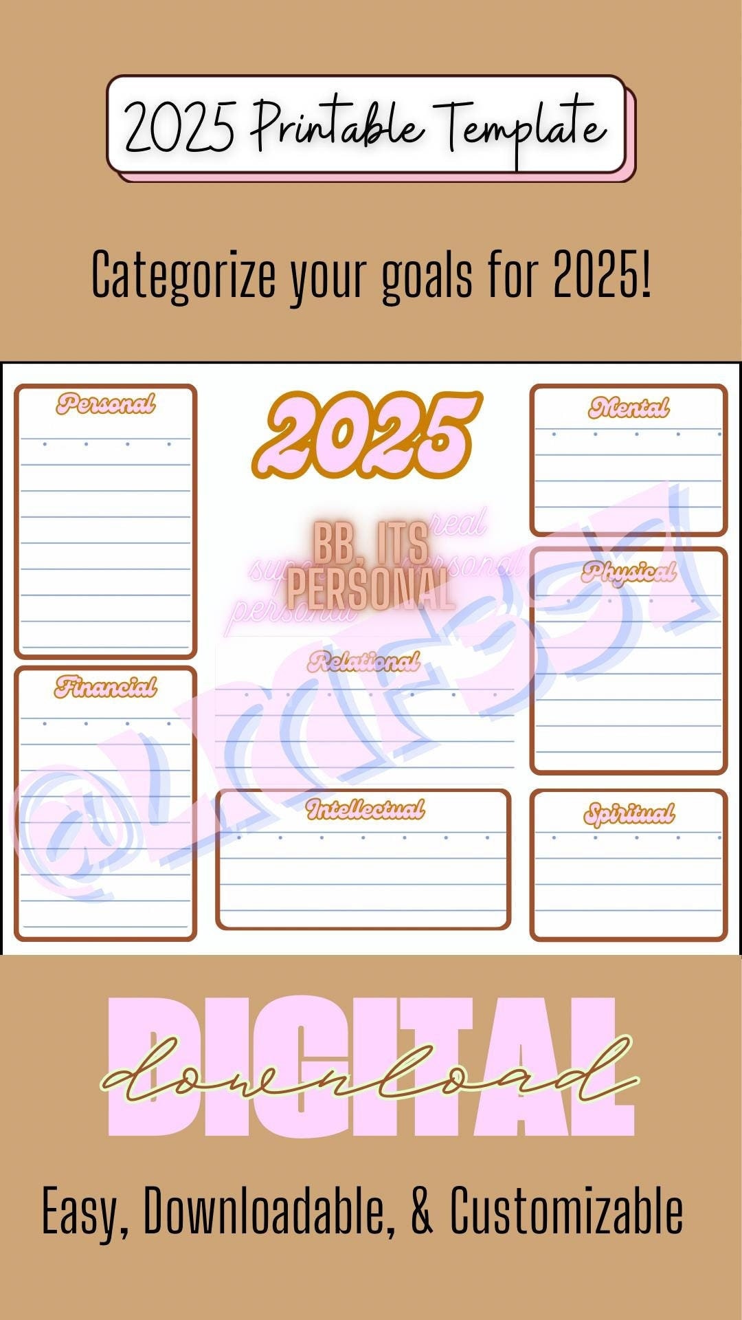 2025 Goals Template, 2025 Life Goals, 2025 Goal Categories, Goals ...