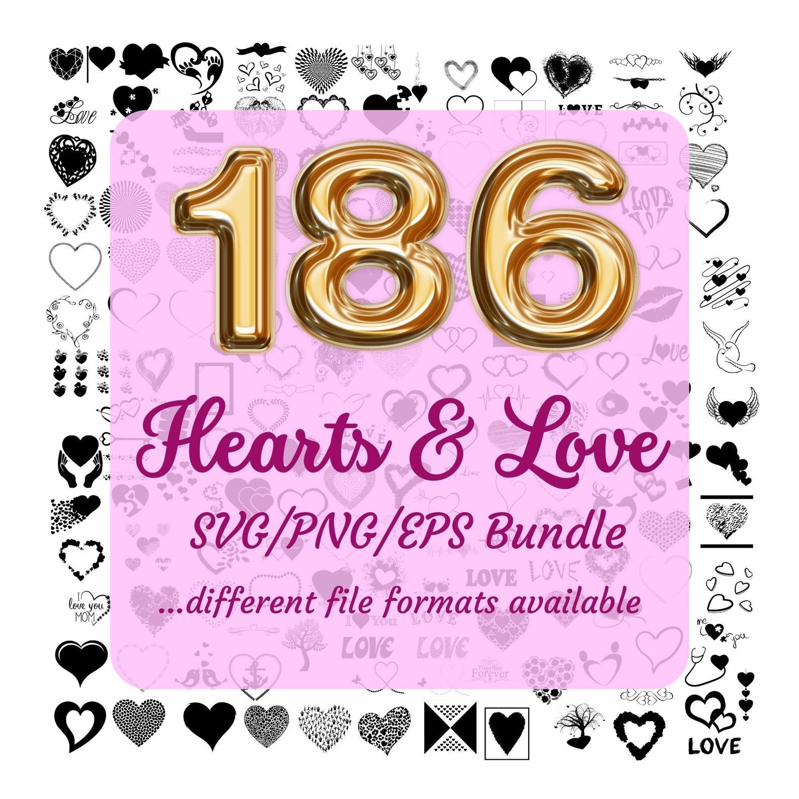 SVG Hearts Love Romance Bundle HUGE Svg Eps Png Set of 180 - Etsy