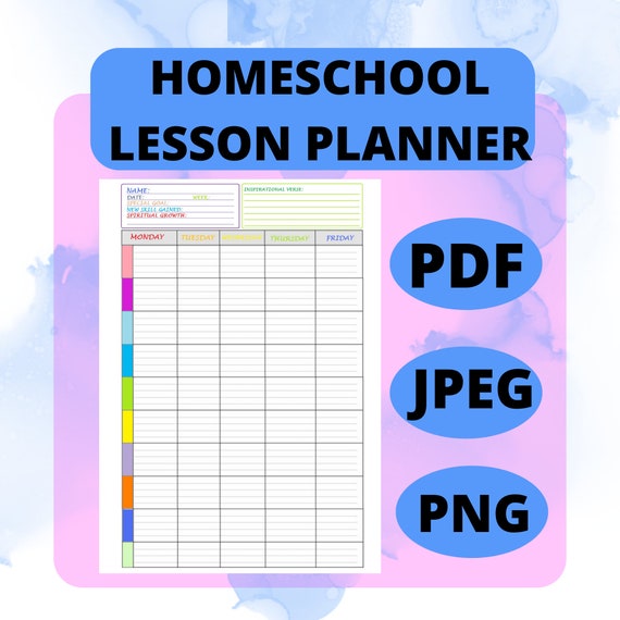 LESSON PLANNING Chart PDF for Homeschool - Etsy