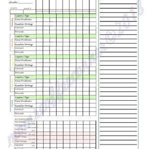 Grade Keeping Chart PDF for Homeschool - Etsy