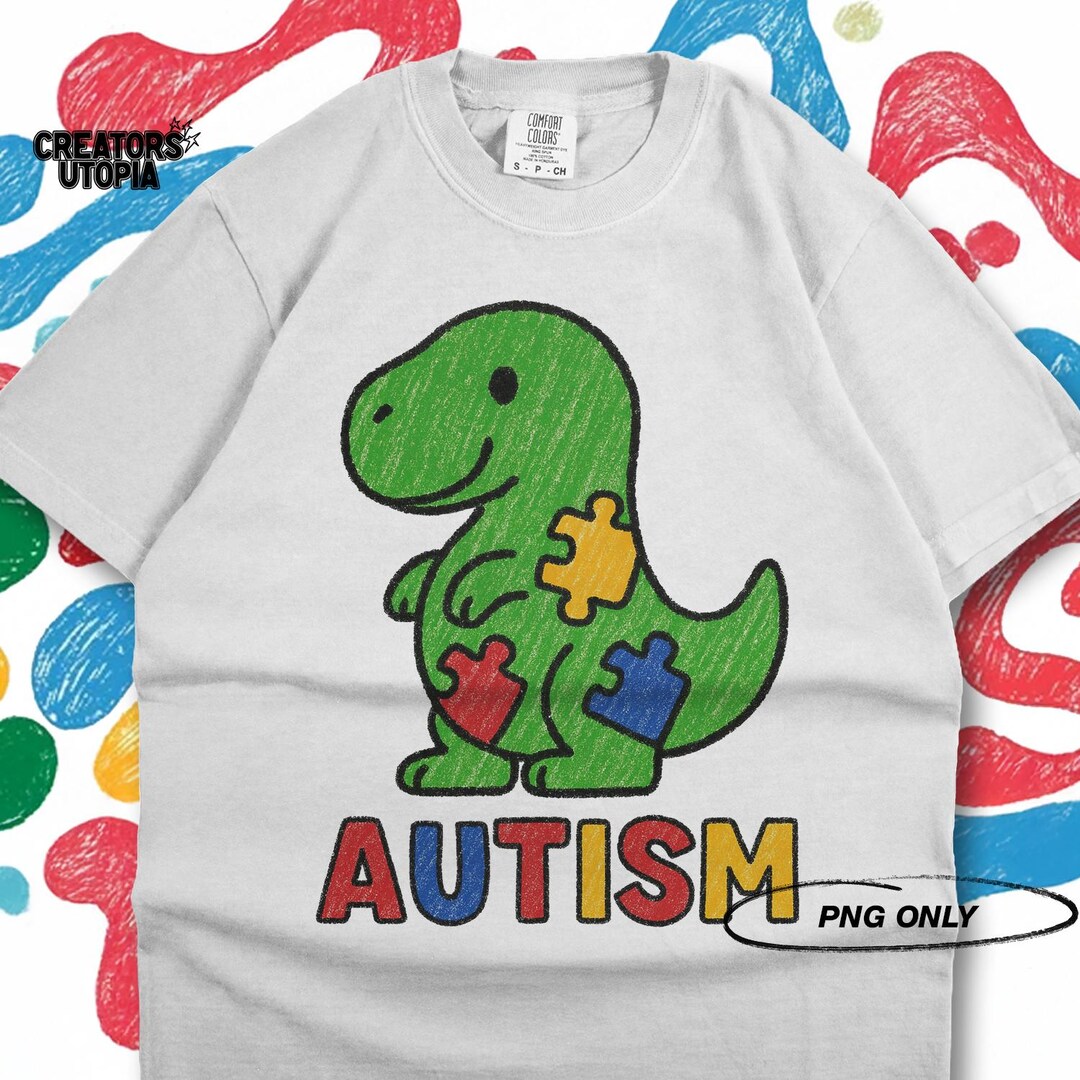 Autism Dinosaur PNG | Retro Hand Drawn Autism Awareness Design for ...