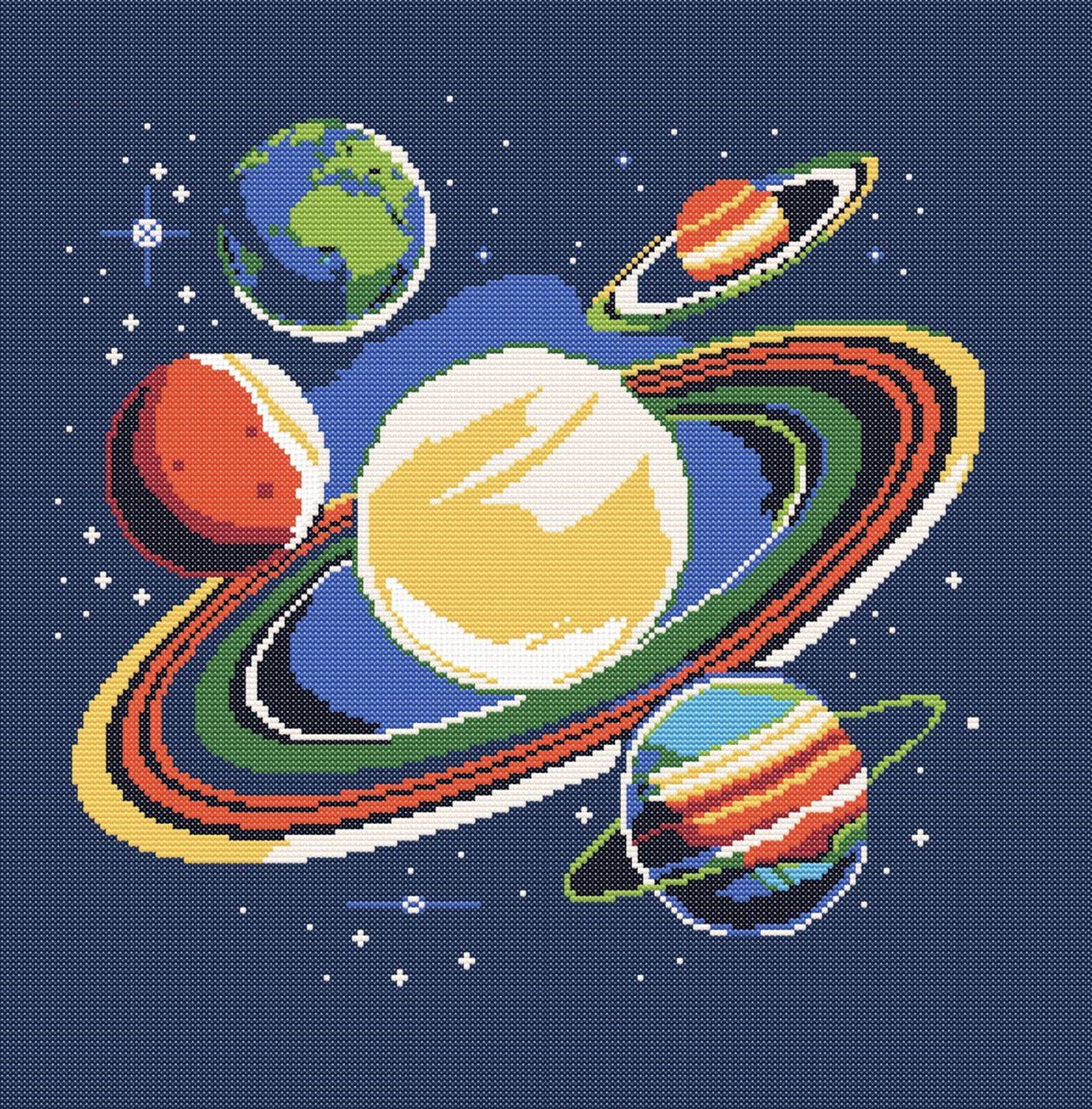 Cross Stitch Patern Scheme Solar System Dance, Cross Stitch Patern of ...