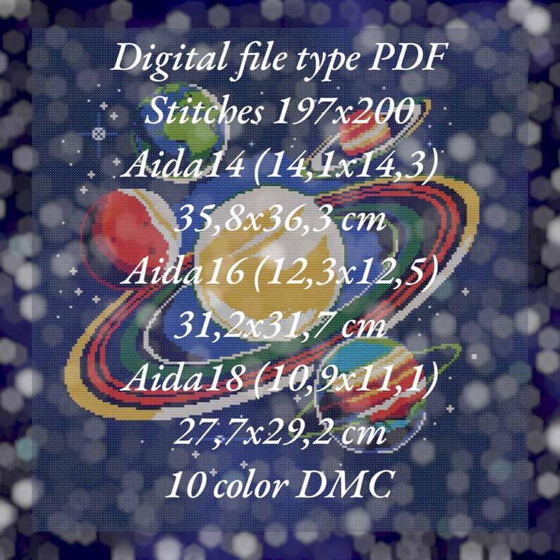 Cross Stitch Patern Scheme Solar System Dance, Cross Stitch Patern of ...