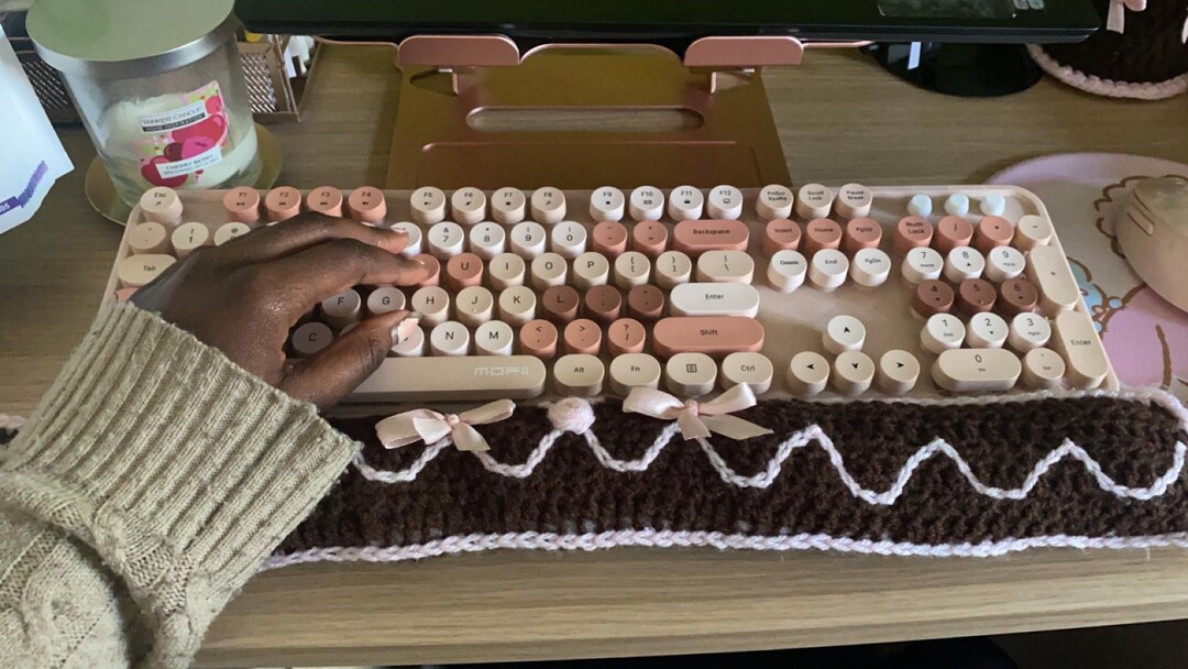 Rosette Wrist Rest | Crochet Wrist Cushion | Handmade Desk Decor ...