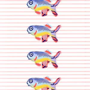 Striped Watercolor Fish - Etsy