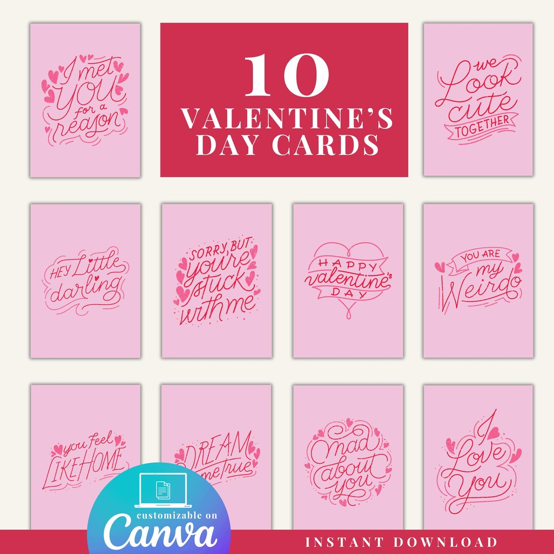 PRINTABLE Valentine Cards, EDITABLE Valentines Day Cards, Valentine ...