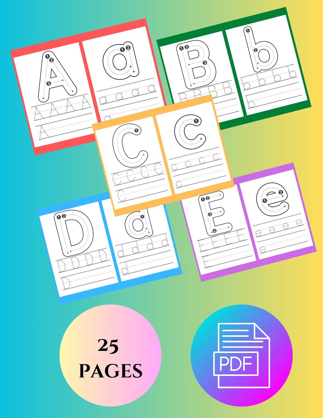Alphabet Tracing Worksheet: Handwriting Practice (digital Download) - Etsy