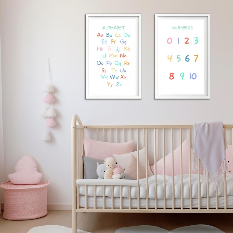 Kids Alphabet Numbers Poster: Colorful Learning Chart (digital Download ...