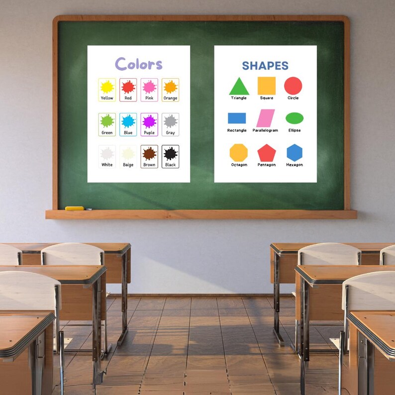 Preschool Shapes & Colors Poster Set: Educational Wall Art (digital ...