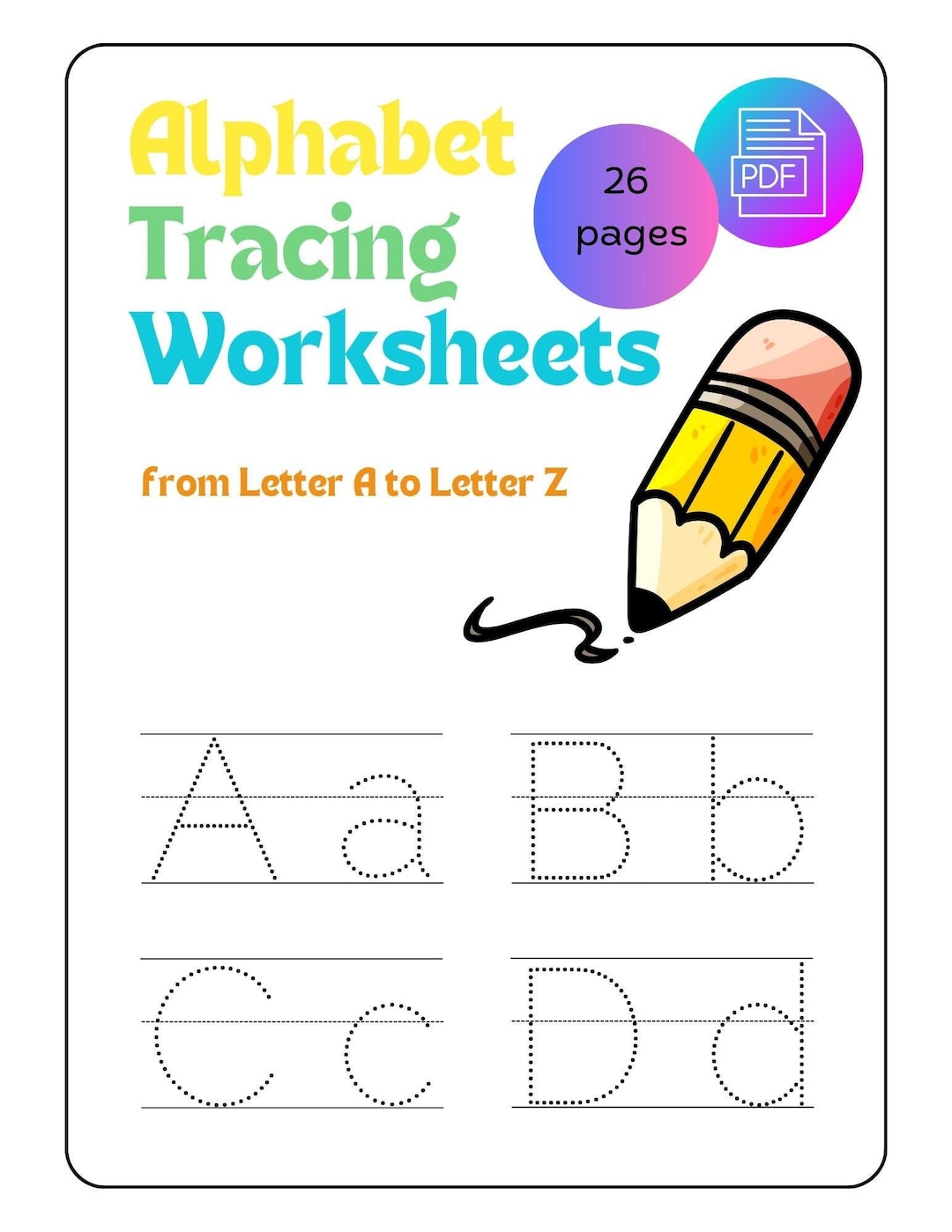 Cursive Alphabet Tracing Worksheet: Handwriting Practice (digital ...