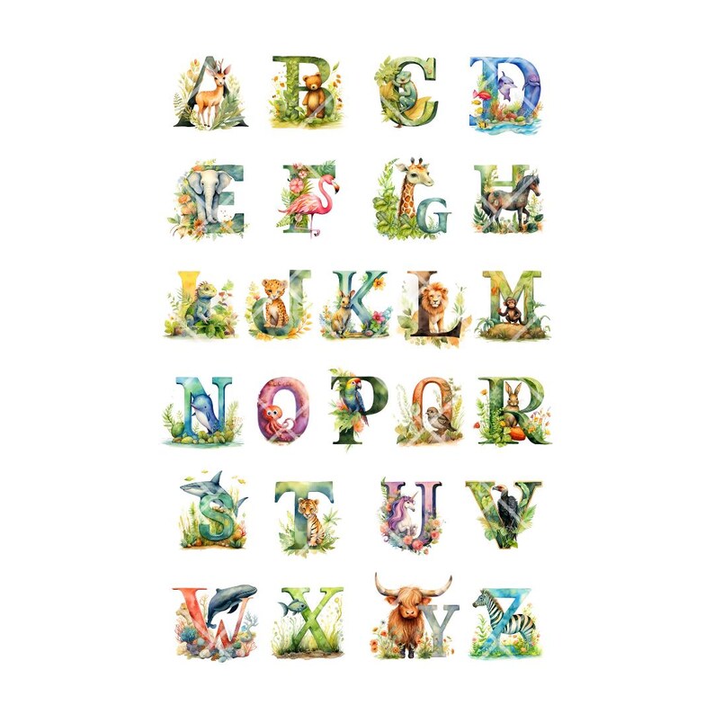 Animal Alphabet Poster for Kids / Safari Nursery Wall Art / Jungle ABC ...