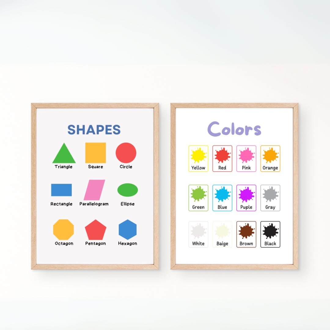 Preschool Shapes & Colors Poster Set: Educational Wall Art (digital ...