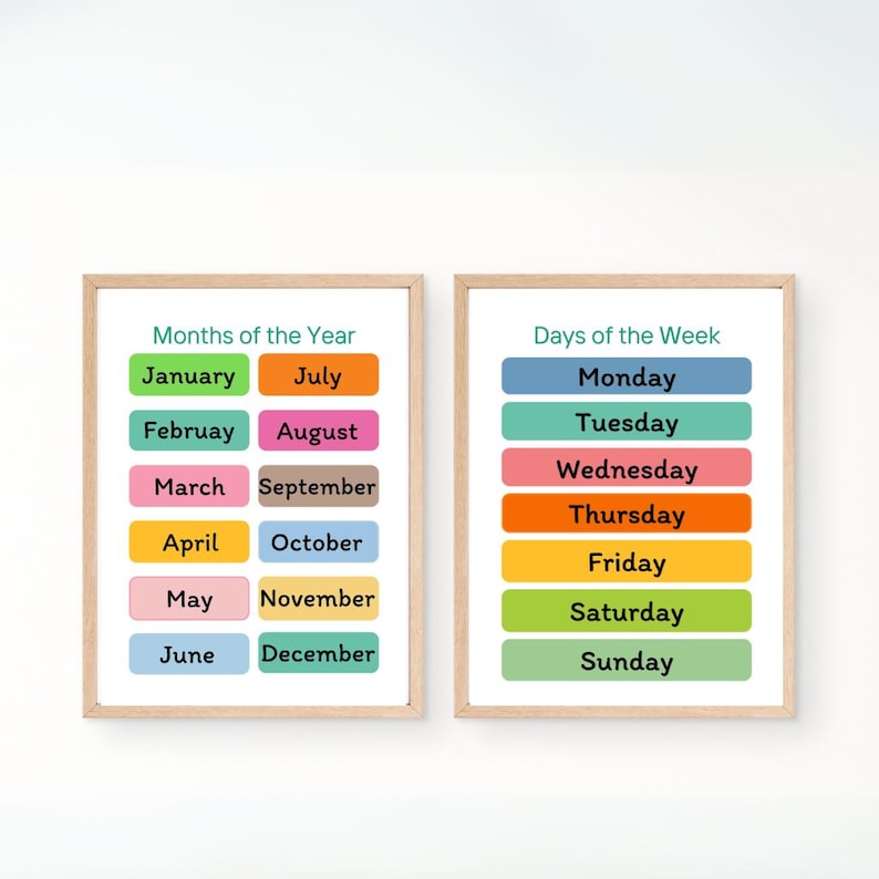 Days of the Week & Months of the Year Poster: Educational Printable ...